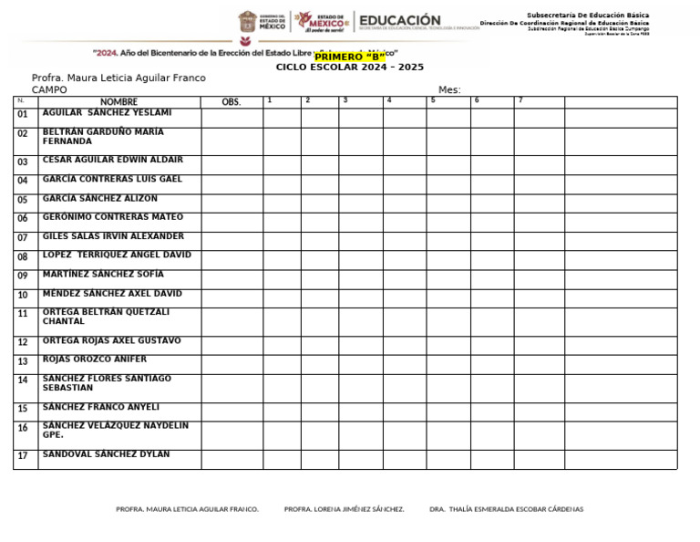 Lista Alumnos 1 B | PDF