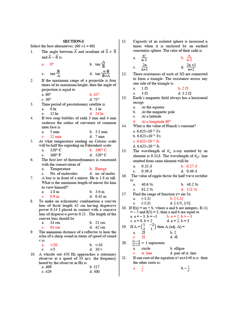Kantipur College Mock Test Model Question Answer | PDF | Triangle | Sphere