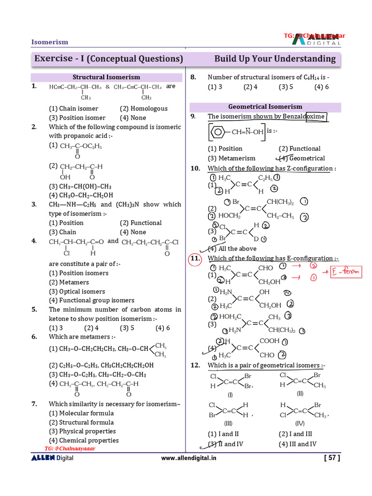 Isomerism Questions | PDF | Conformational Isomerism | Isomer Isomerism Questions | PDF | Conformational Isomerism | Isomer