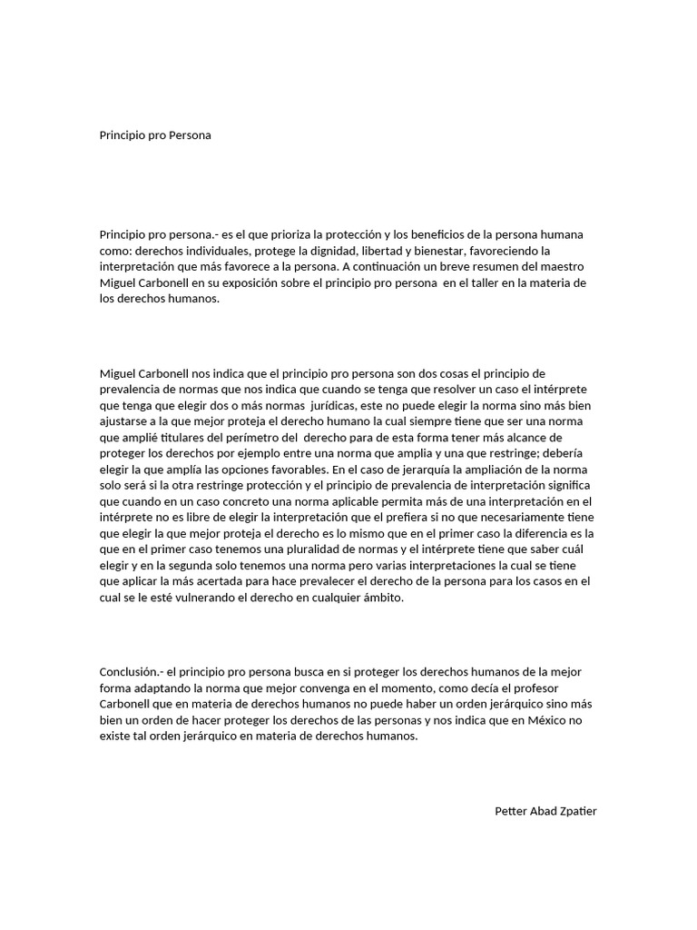Principio Pro Persona en Derechos Humanos | PDF | Derecho