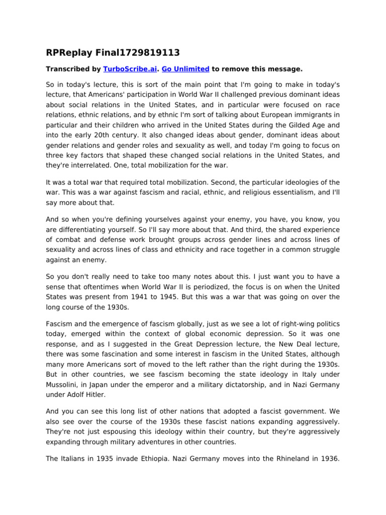 RPReplay Final1729819113 | PDF | Fascism | Empire Of Japan