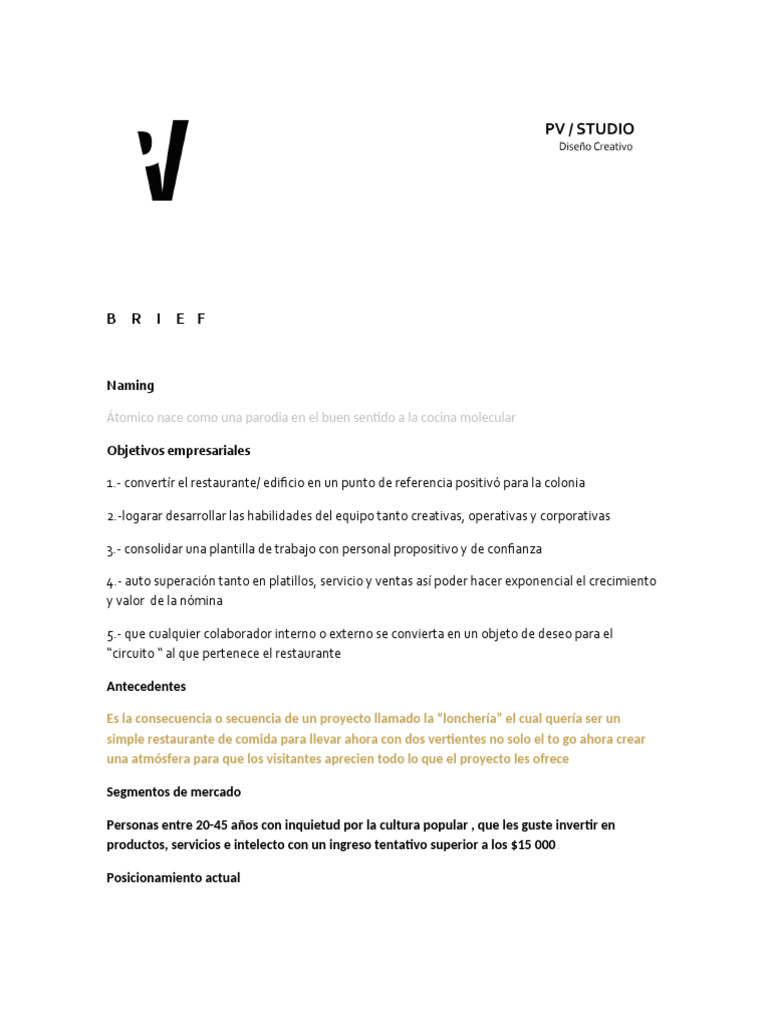 Formato Brief - PV - Arándano | PDF