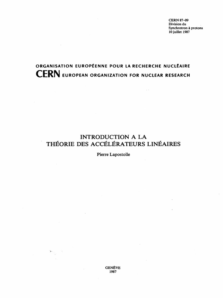 Introduction A La Théorie Des Accélérateurs Linéaires | PDF ...