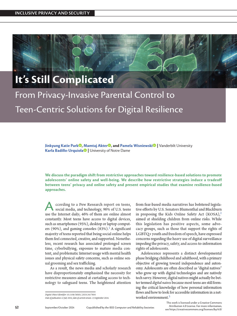 It's Still Complicated: From Privacy-Invasive Parental Control To Teen-Centric Solutions For ...