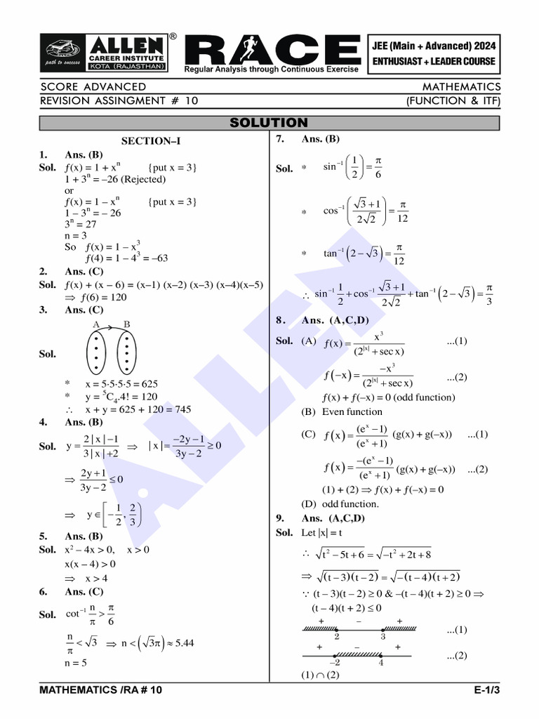 Revision Assignment #10 - Solution | PDF | Career & Growth