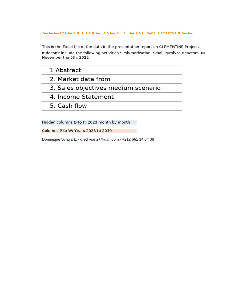 CLEMENTINE - Key Financial Performance - November The 10 2022 | PDF | Net Income | Revenue