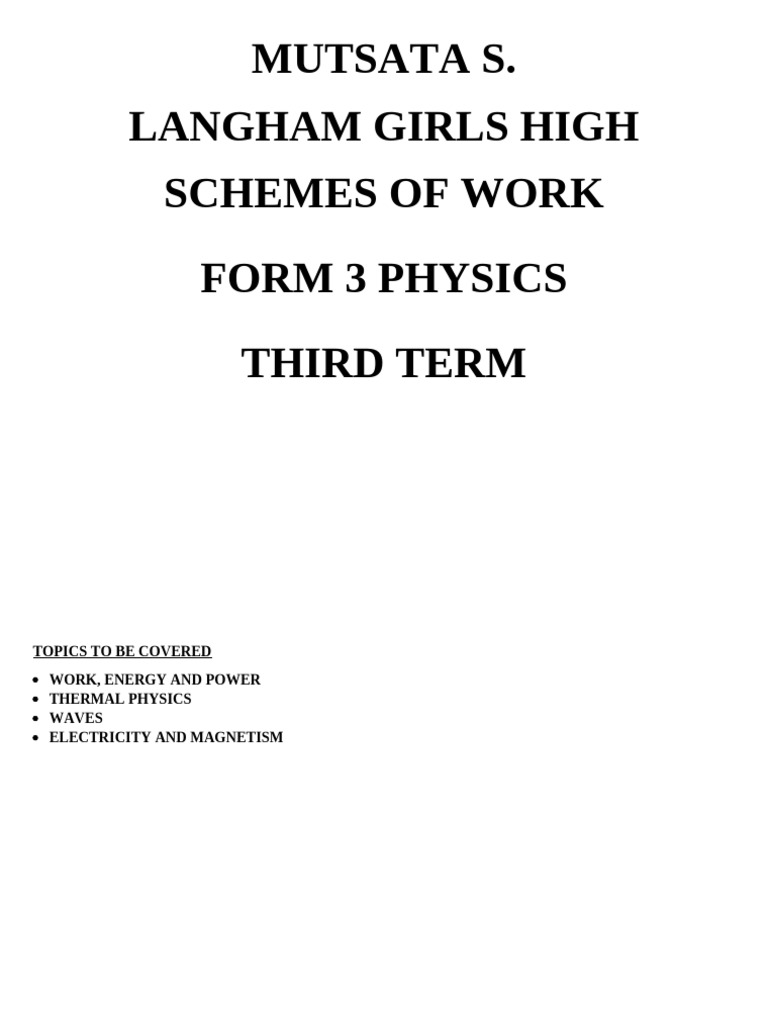 Physics F3 Scheme Term3 2023 | PDF | Electromagnetic Spectrum | Waves