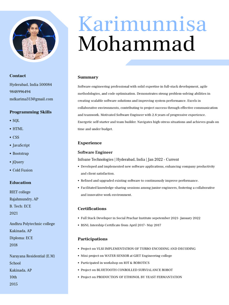 Karimunnisa_Mohammad_CV | PDF | Computing | Computer Science