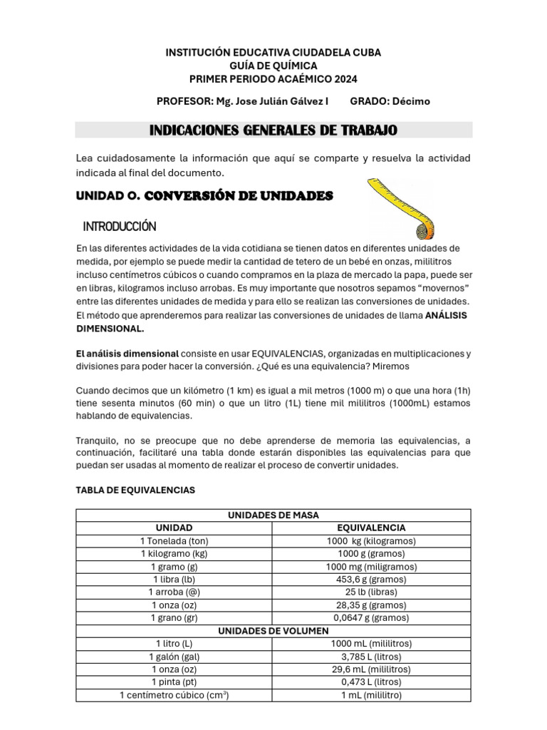 Guía Conversión de Unidades | PDF | Litro | Libra (masa)