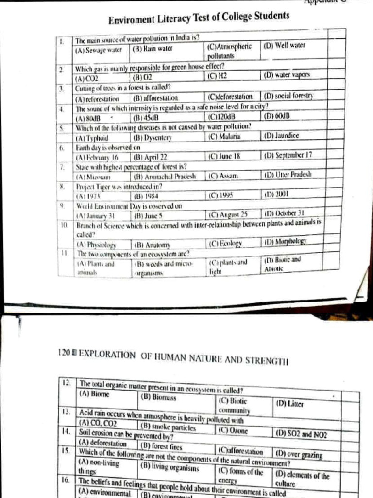 Environment Literacy Test | PDF | Oxide | Moon