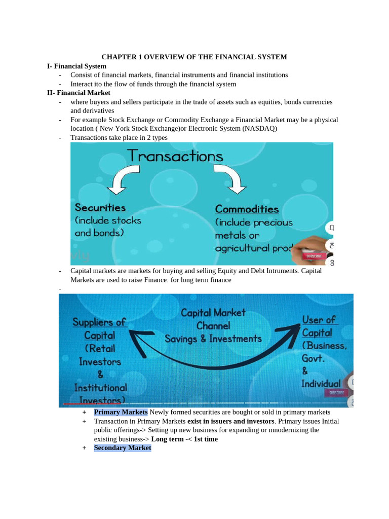 Chapter 1 Overview of Financial System | PDF | Financial Markets | Stocks