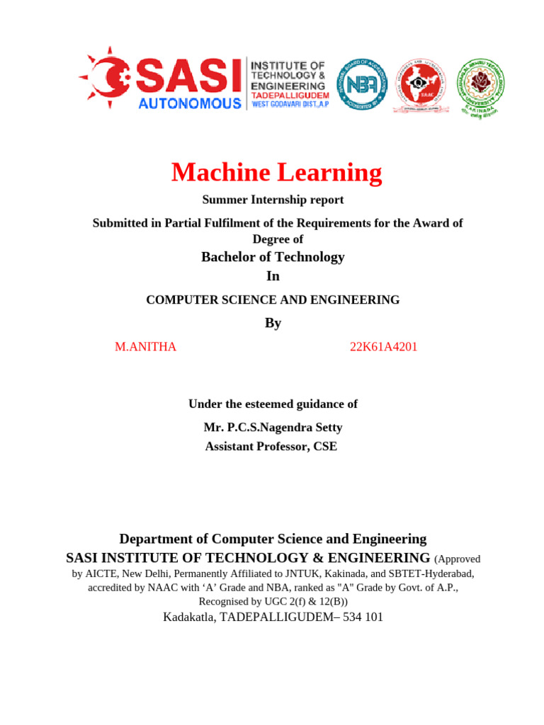 CSE-Internship Report Sample | PDF | Engineering | Knowledge