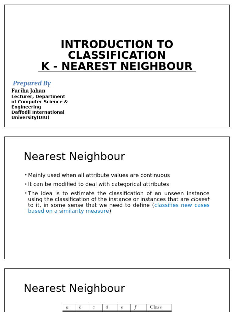 Introduction To Classification - KNN | PDF | Distance | Geometry