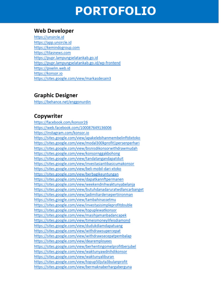 Lembar Portofolio (Link) | PDF | Business