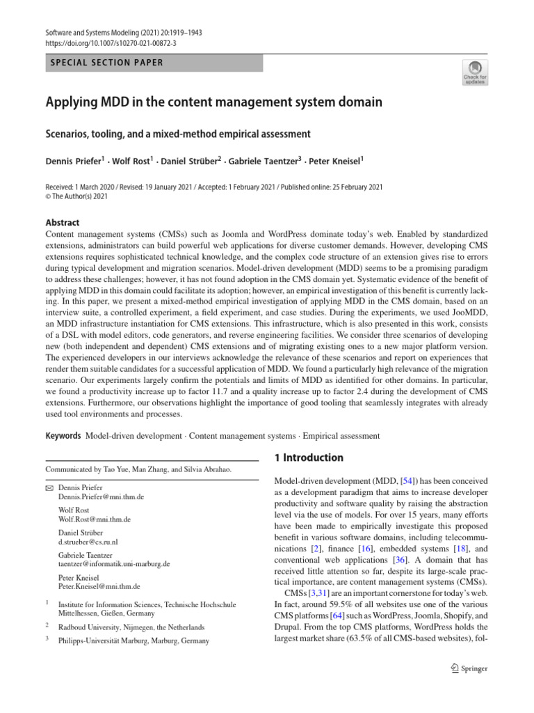 Applying MDD in The Content Management System Domain | PDF | Joomla ...