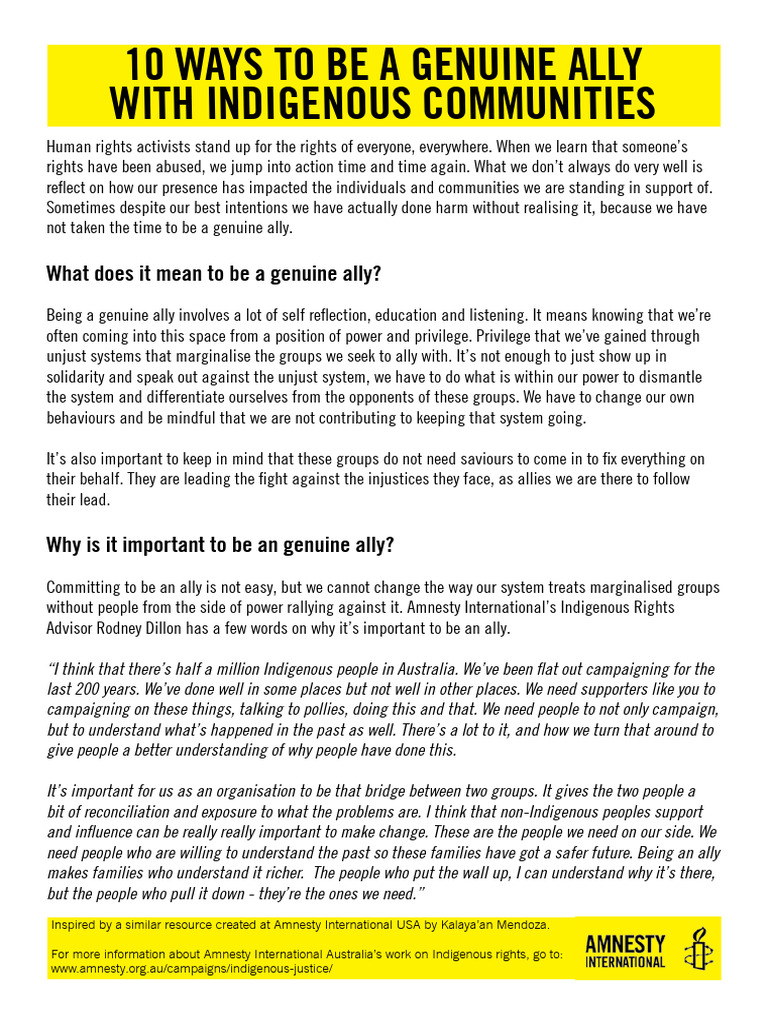 10 Ways To Be A Genuine Ally To Indigenous Communities | PDF | Social ...