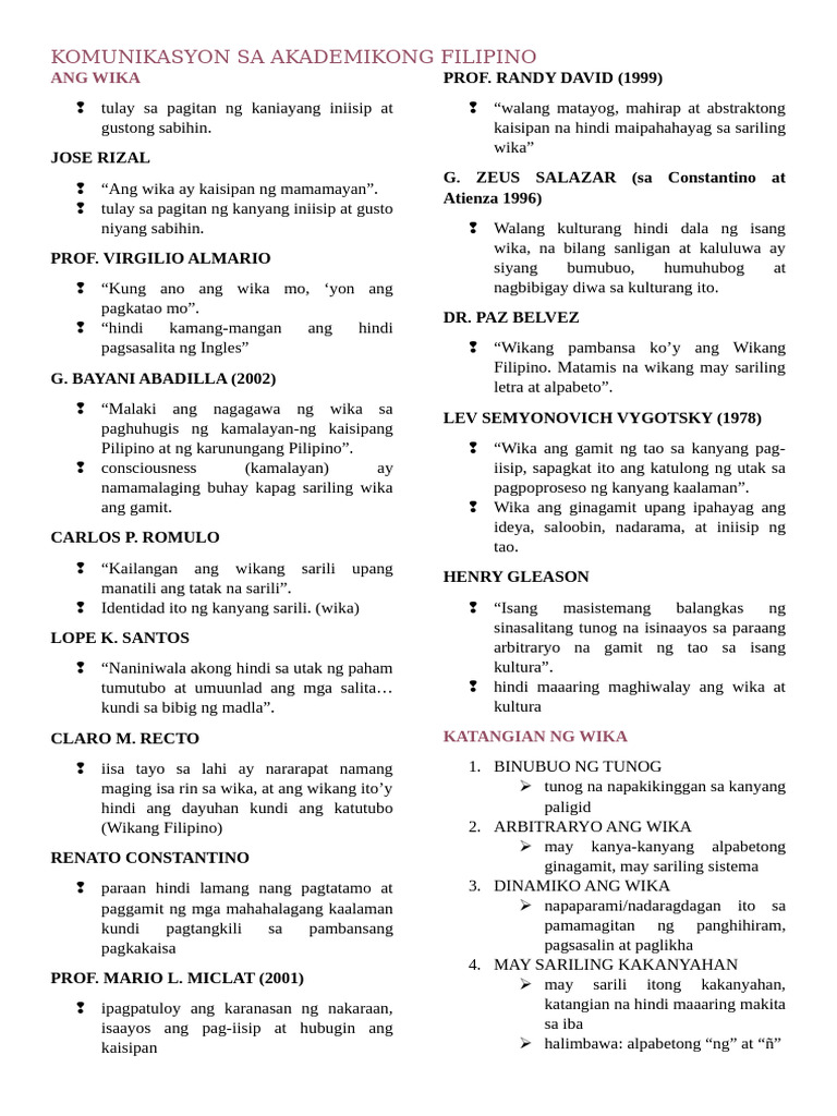 FILI 101 Reviewer | PDF