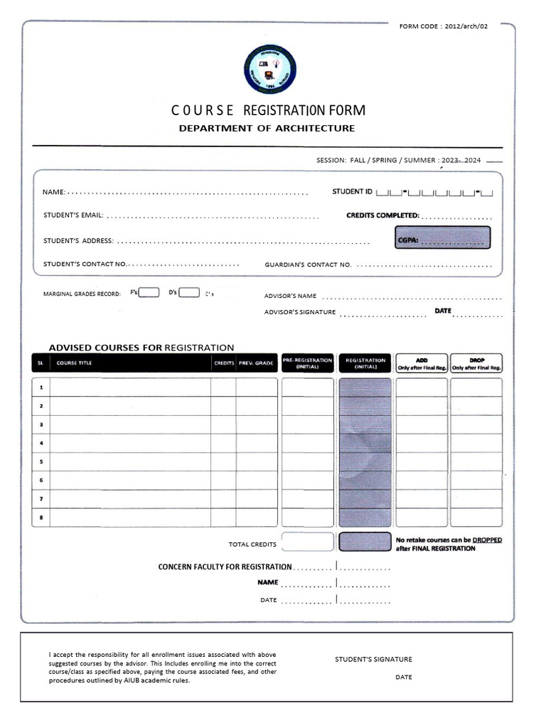 Pre Reg Form | PDF