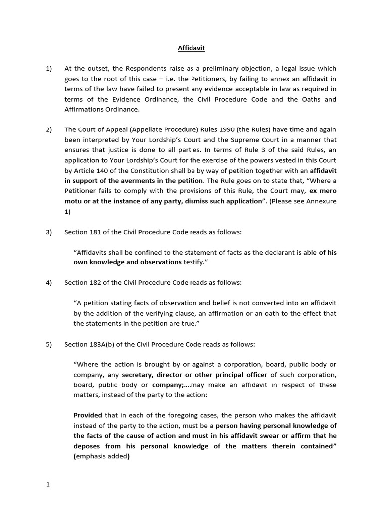 Affidavit Note Civil Procedure II | PDF | Affidavit | Evidence (Law)