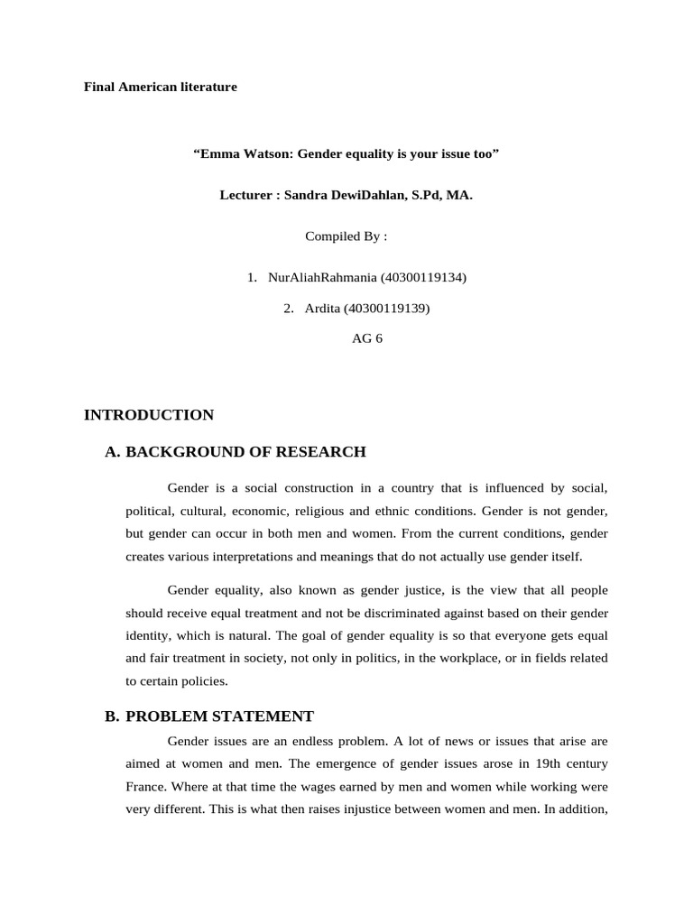 Final American Literature-1 | PDF | Feminism | Gender Studies