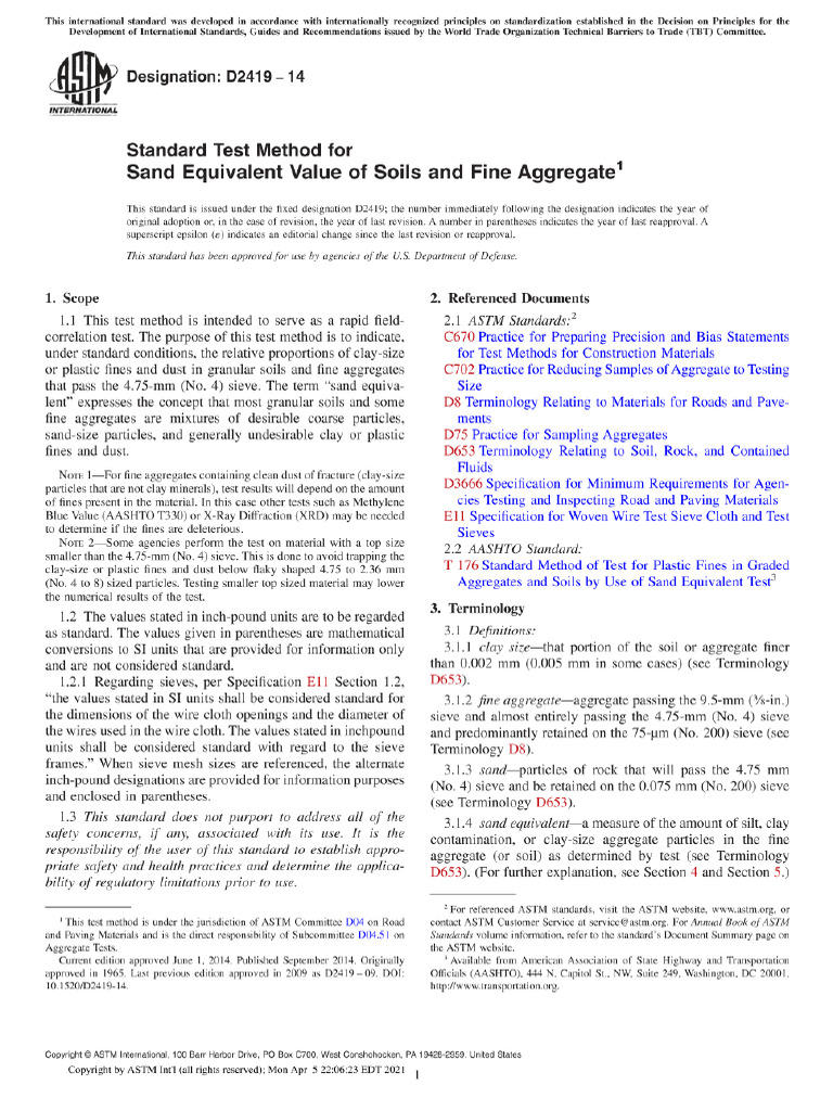 Astm D2419 - 14 | PDF