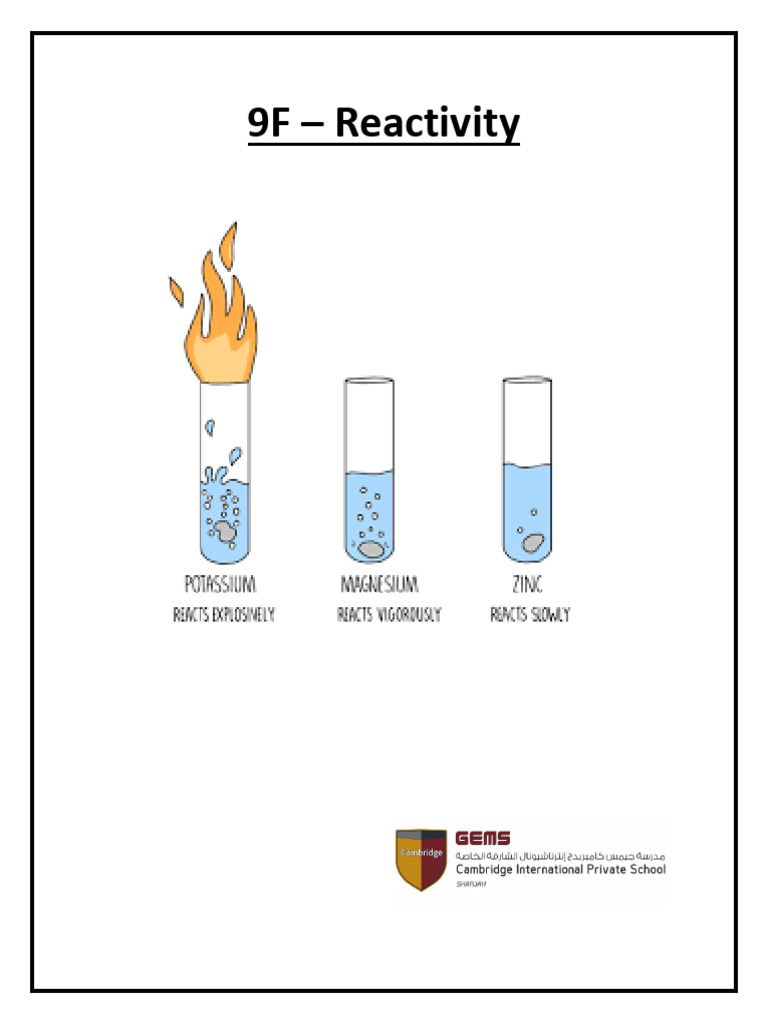 9F Reactivity Booklet | PDF | Ion | Chemical Reactions