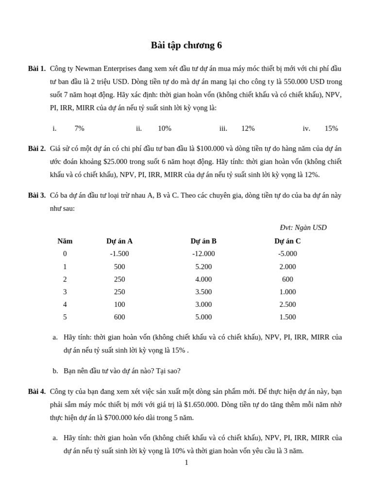 Bai Tap Chuong 6 | PDF