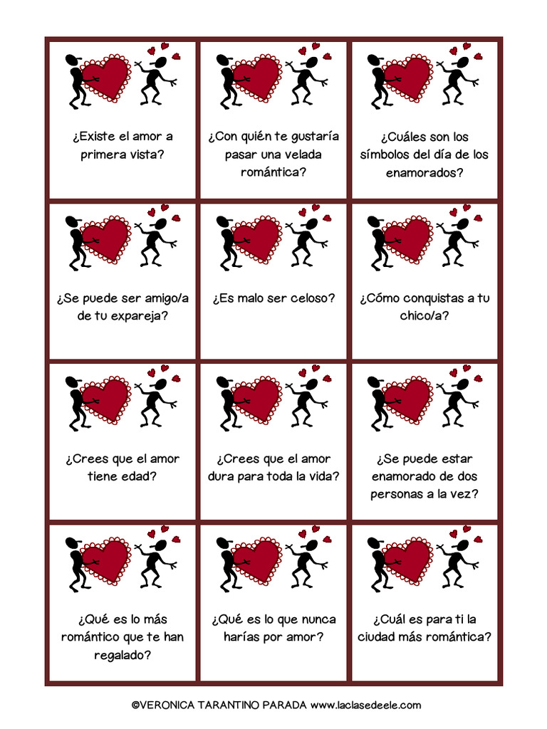 Tarjetas Juego San Valentin | PDF