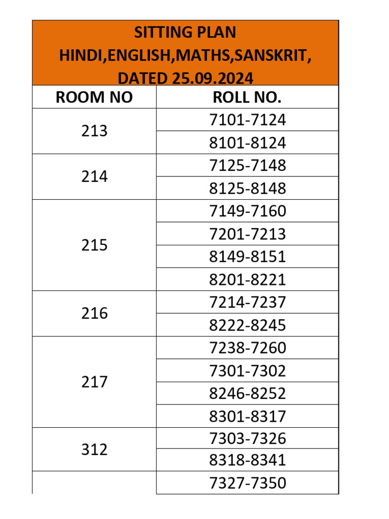 Sitting Plan Mid Term Exam 2024 | PDF