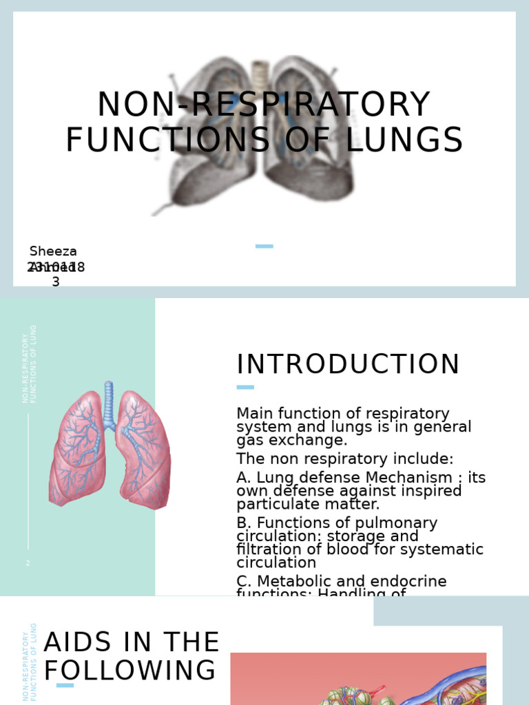 Non-Respiratory Functions of Lungs | PDF | Lung | Respiratory System