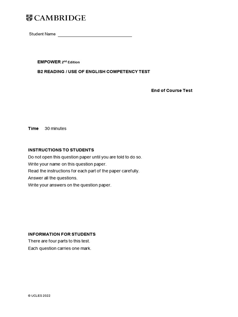 End of Course Competency Reading Test | PDF | Coins | Money