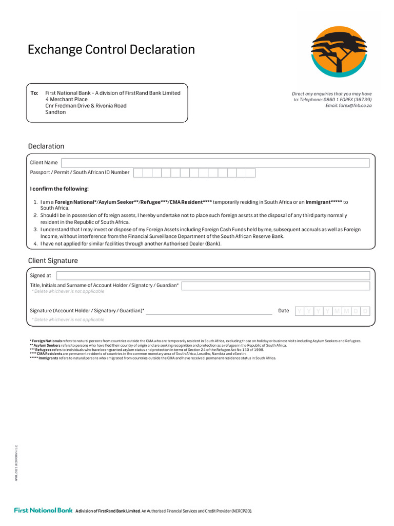 Exchange Control Declaration Form Guide | PDF | Asylum Seeker | Right Of Asylum