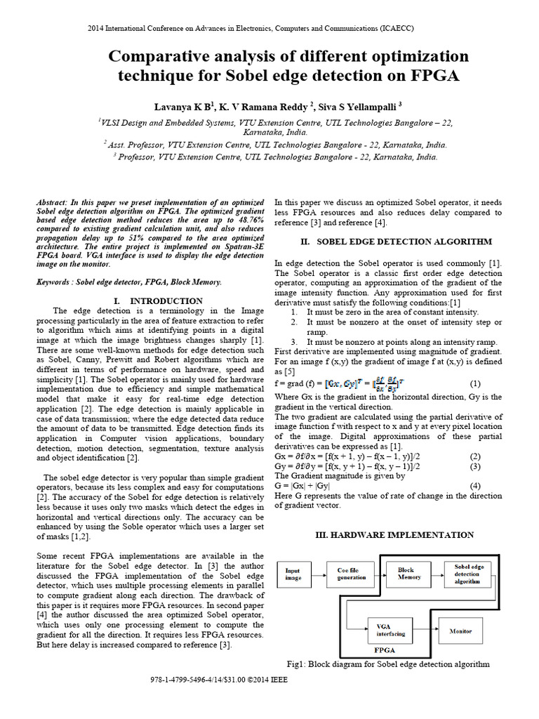 Comparative Analysis of Different Optimization Technique For Sobel Edge Detection On FPGA | PDF ...