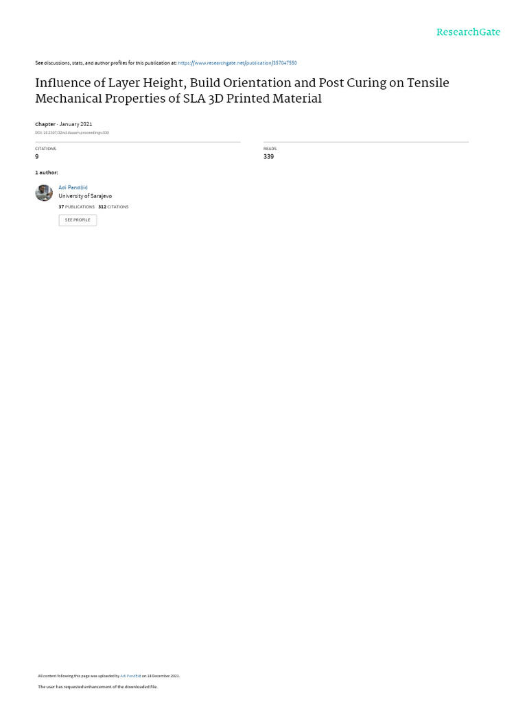 SLA 3D Printing: Layer Height Impact | PDF | Young's Modulus | 3 D Printing