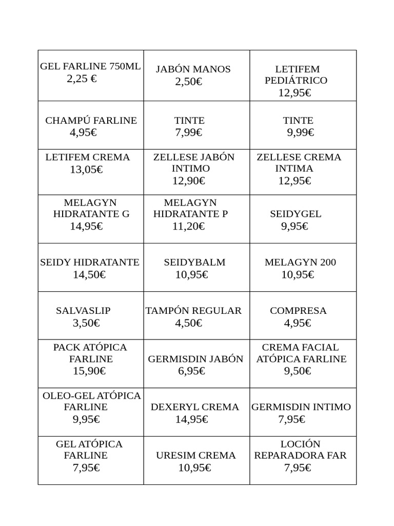 Precios | PDF | Cocina, comidas y vino