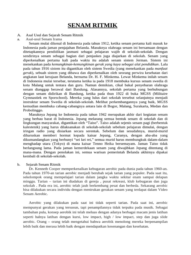 Senam Ritmik Atau Senam Irama | PDF