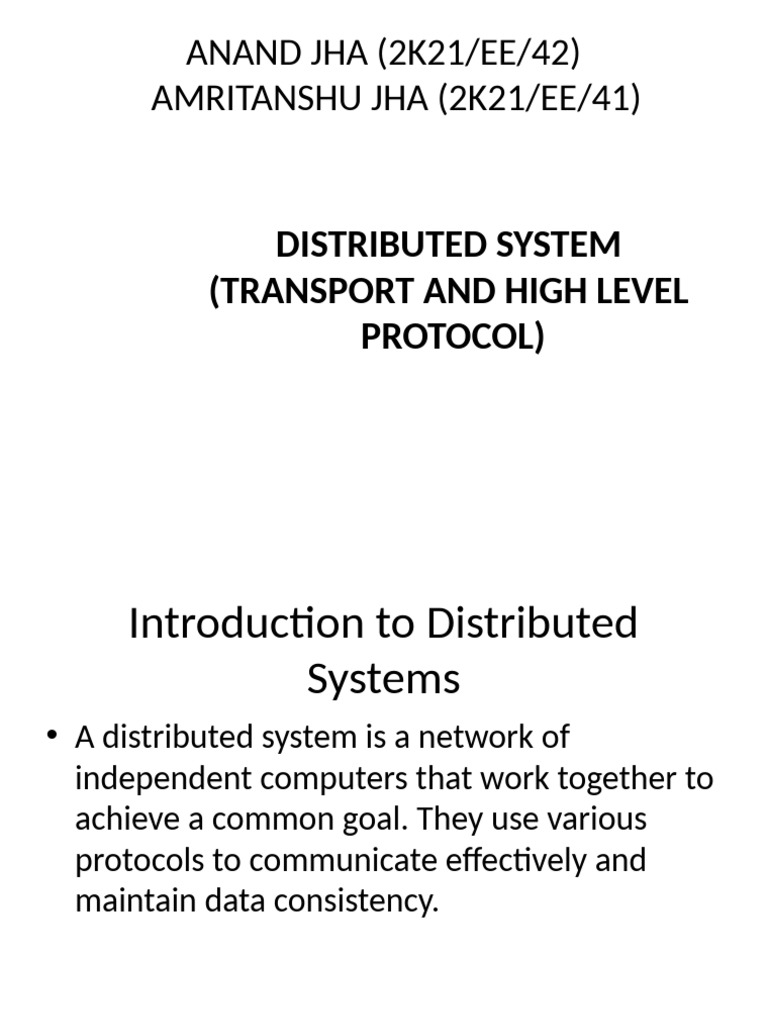 Distributed System Transport and High Level Protocol | PDF | Business ...