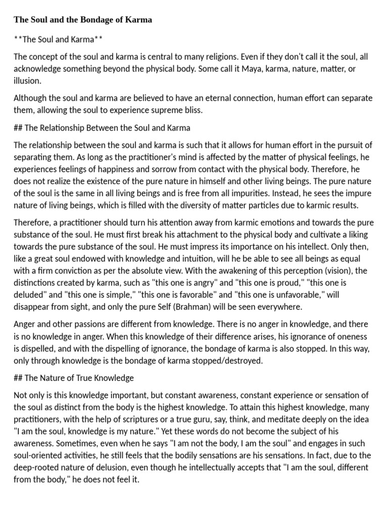 Understanding Soul and Karma Dynamics | PDF | Karma | Soul