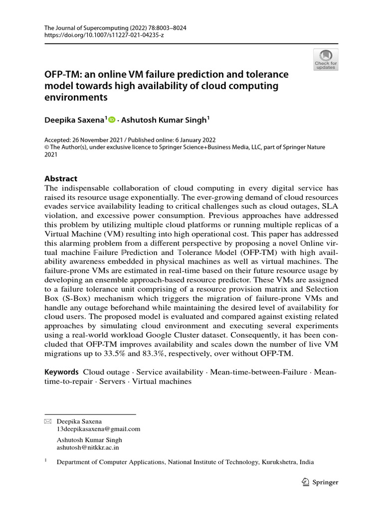 Online VM Failure Prediction Model | PDF | Cloud Computing | Support Vector Machine