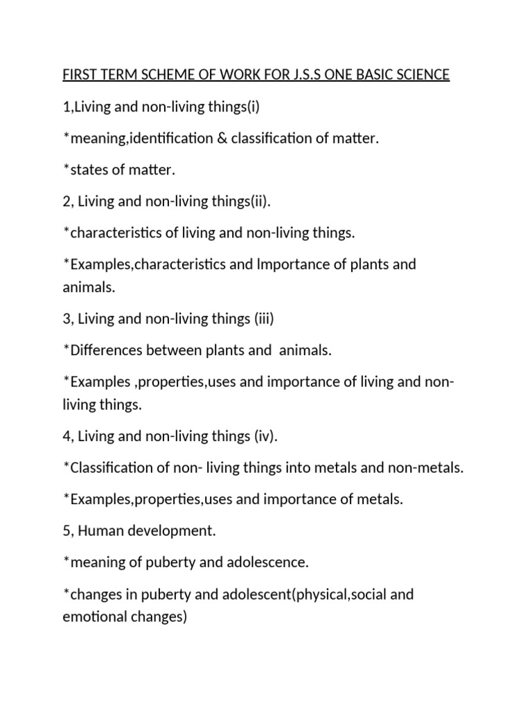 First Term Jssi Basic Science Complete Note | PDF | Reproductive System | Sex Organ