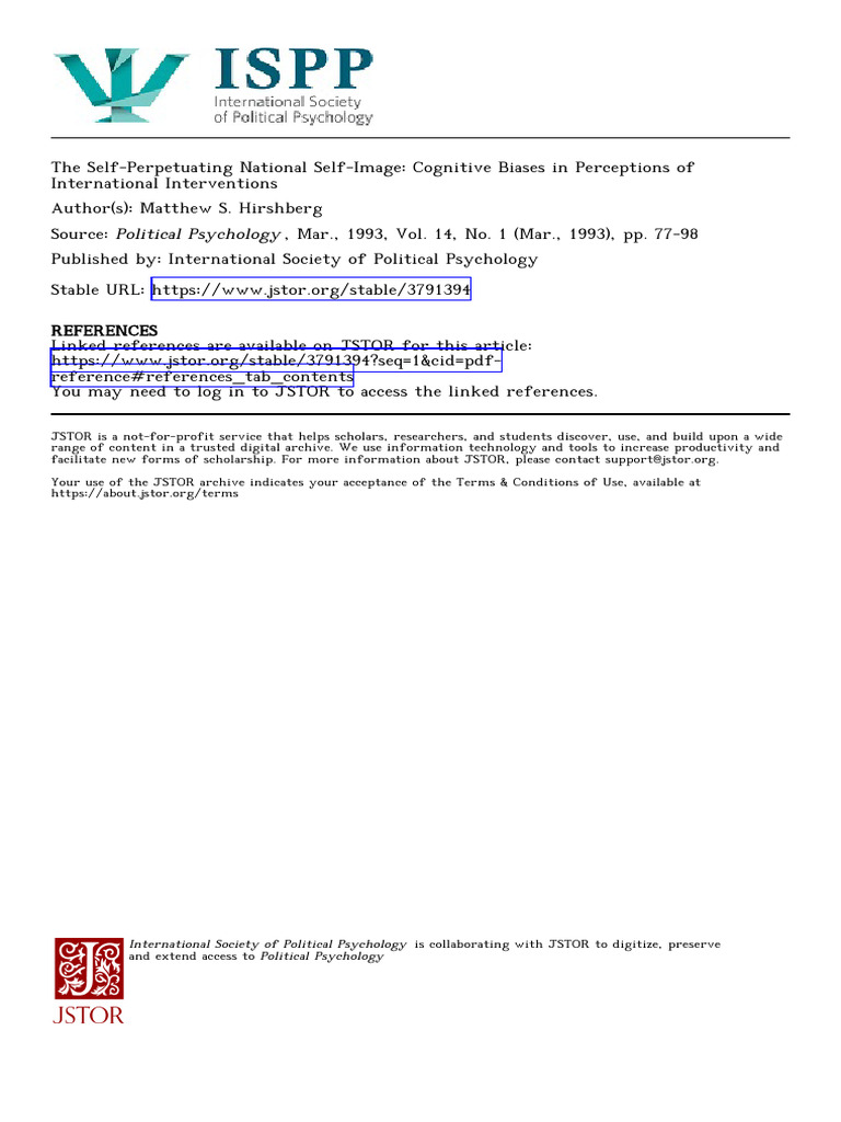 Hirshberg-Self Perpetuating National Self-Image-1993 | PDF ...