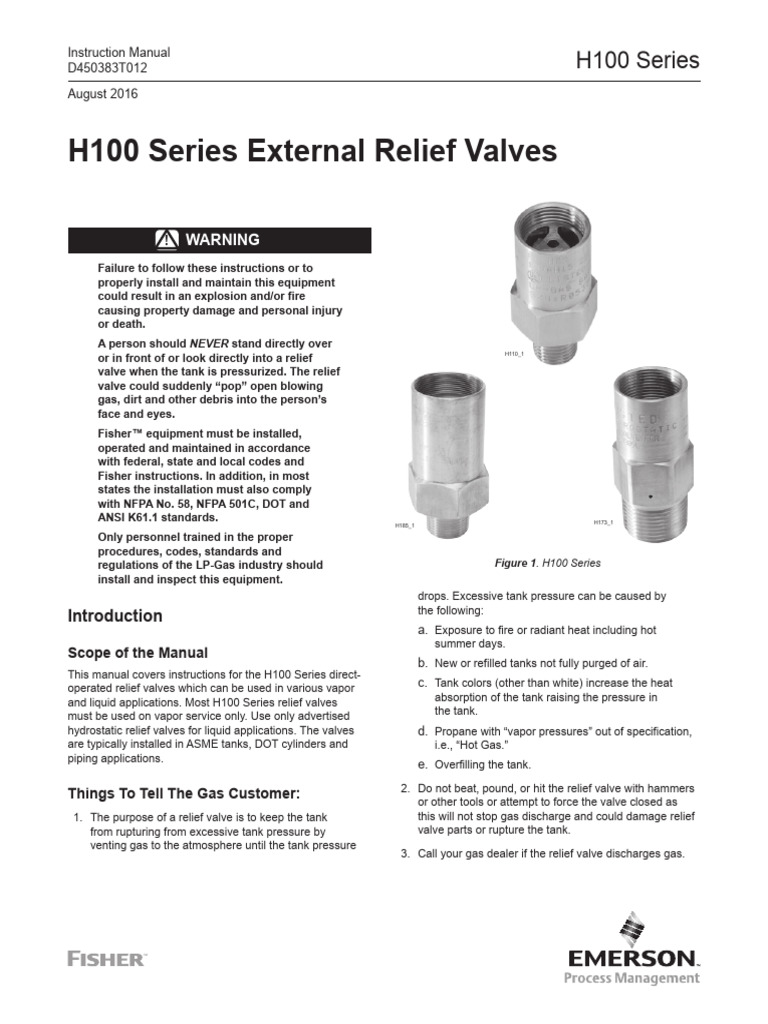 Valvula de Alivio Serie H100 Fisher | PDF | Valve | Pressure