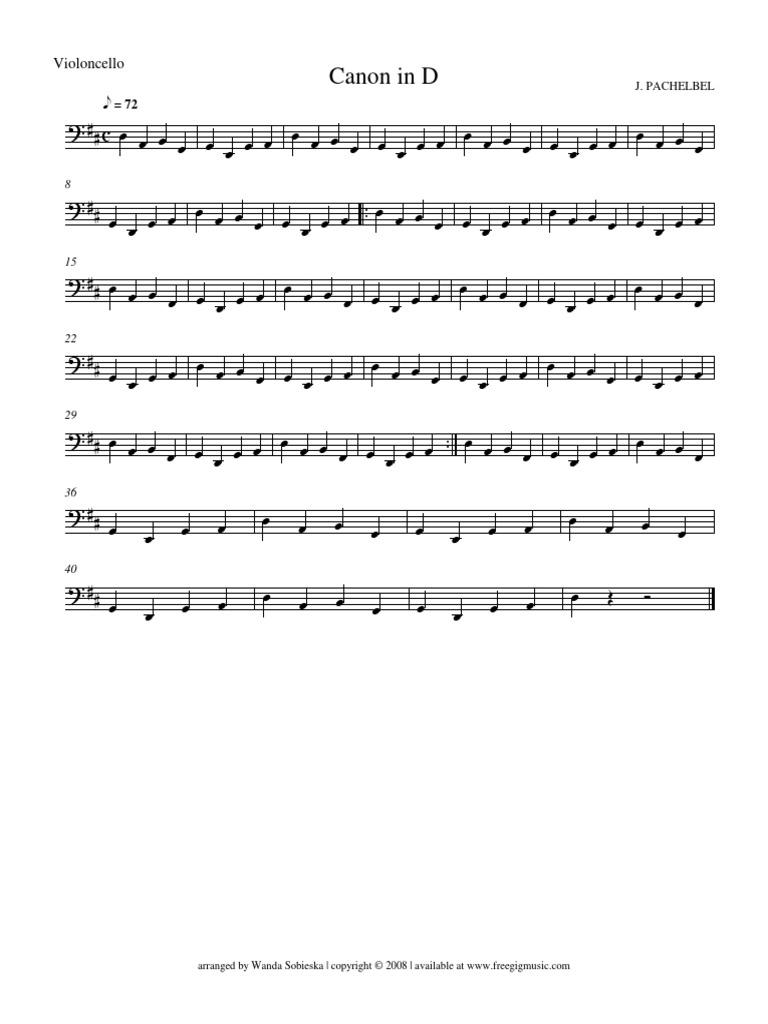 SQ Pachelbel - Canon Cello-Bass | PDF
