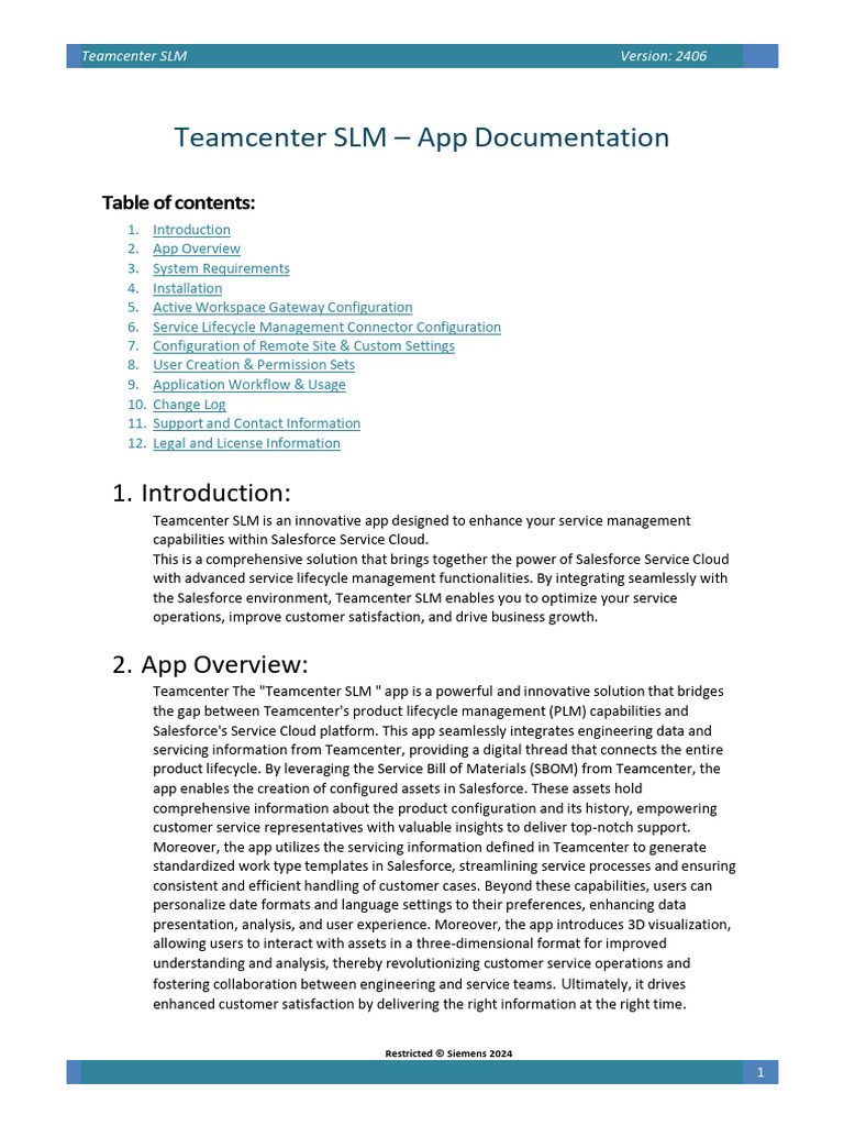 Teamcenter SLM App Documentation: Table of Contents | PDF | Product ...
