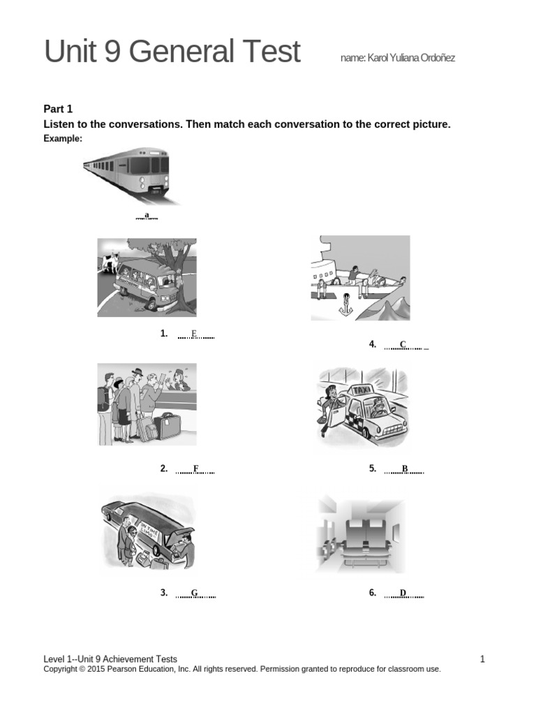 Unit 9 Achievement Test Overview | PDF | All Rights Reserved