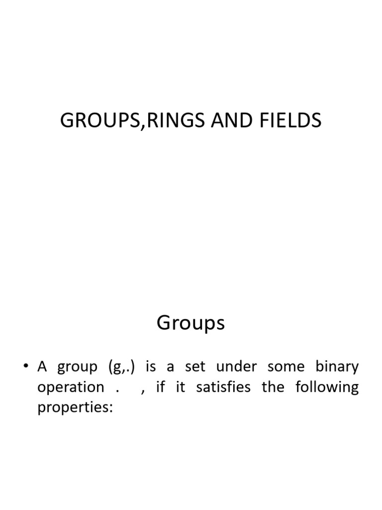 Groups, Rings Anfd Fields Converted 2 | PDF | Ring (Mathematics) | Ring ...