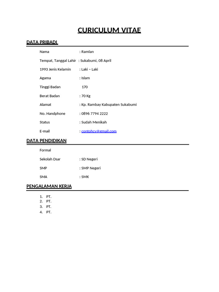 Profil Ramlan: CV dan Data Pribadi | PDF