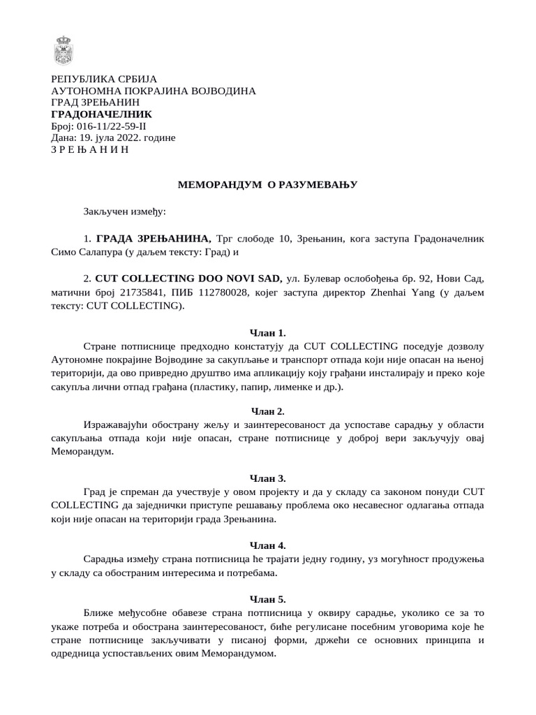 Memorandum Cut Collecting Doo | PDF