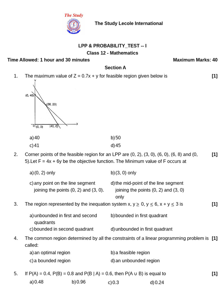 LPP & Prob-TEST 1 | PDF | Statistical Theory | Probability Theory