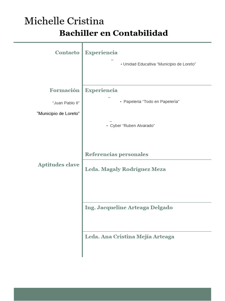 Corrículo de Michelle | PDF